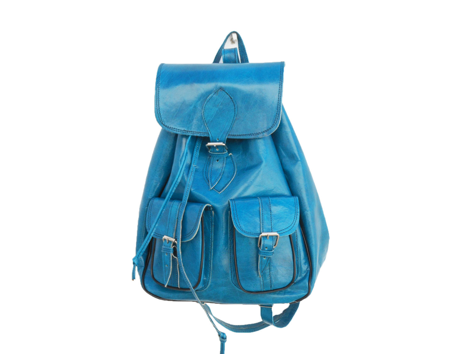 Blue Aqua Turquoise Leather Backpack Bag Handmade Soft Leather School ...